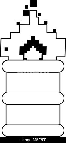 Pixelated barrel on fire vector illustration graphic design Stock ...
