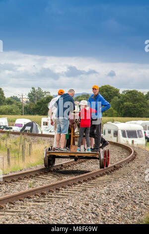 A restored GWR pump trolley giving rides to children at the 2016 Norton ...