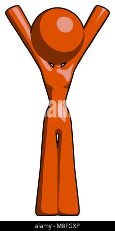 Orange design mascot woman hands on hips Stock Photo - Alamy