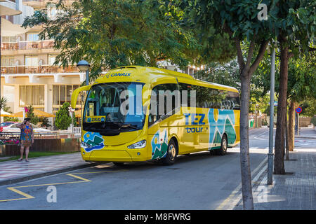 Spain, Blanes - September 20, 2017: Bus of the tourist company TEZ TOUR ...