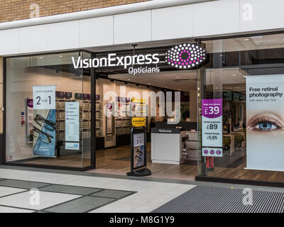 Optician Vision Express store shop front window in shopping mall with ...