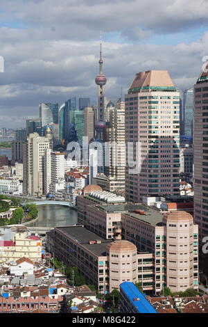 new skyscrapers and traditional lilong houses in Shanghai, China Stock ...