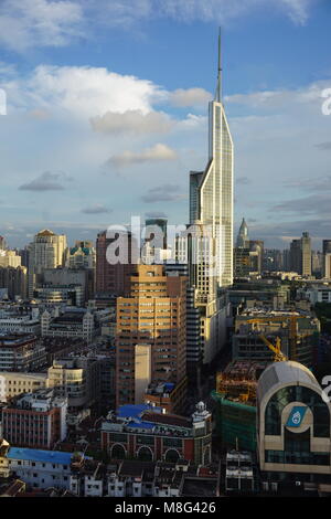new skyscrapers and dense old lilong houses in Shanghai, China Stock ...