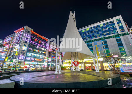 Changwon, South Korea - March 13, 2018 : Night view of Sangnam ...