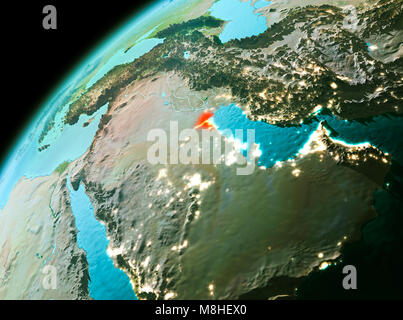 Evening over Kuwait as seen from space on planet Earth with visible ...