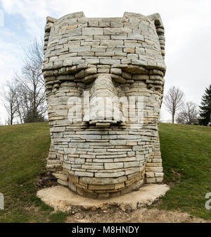 Dublin, Ohio, USA. 17th Mar, 2018. Created with limestone slabs by ...