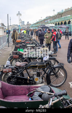 Brighton UK 18th March 2018 - Over 300 veteran motorcycles and their ...