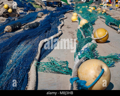 Fishing nets, floats and ropes, Majorca, Balearic Islands, Spain Stock ...