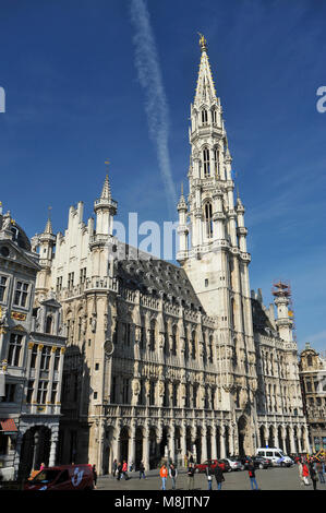 96 meter Brabantine Gothic Tower of Hotel de Ville (Town Hall) built ...