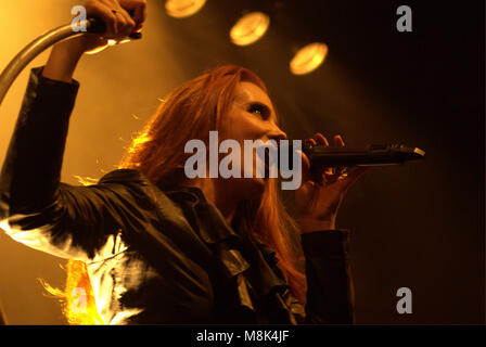 Simone Simons, singer of the Dutch symphonic metal band "Epica" with ...