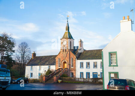 Gifford East Lothian Scotland town hall and clock with Mercat Cross ...