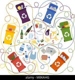 Recycling maze for kids with a solution Stock Vector Image & Art - Alamy