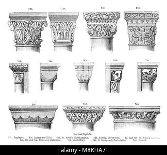 An architectural drawing of Norman Romanesque decoration. The style was ...