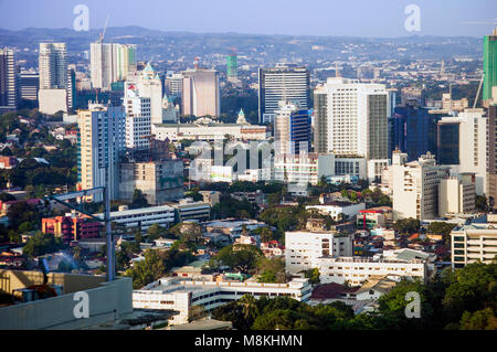 Aerial view of Cebu City looking northeast, with port, Robinsons ...