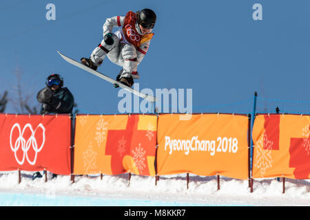 Arielle Gold (USA) bronze medal winner competing in the Snowboard ...