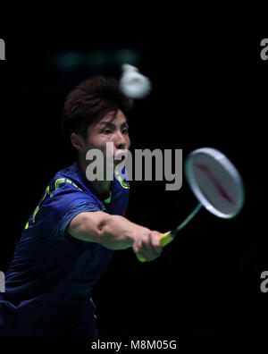 Birmingham. 18th Mar, 2018. Shi Yuqi of China poses during the medal presenting ceremony for the ...