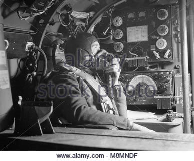 WW2 - RAF wireless operator on board a Vickers Wellesley bomber Stock ...