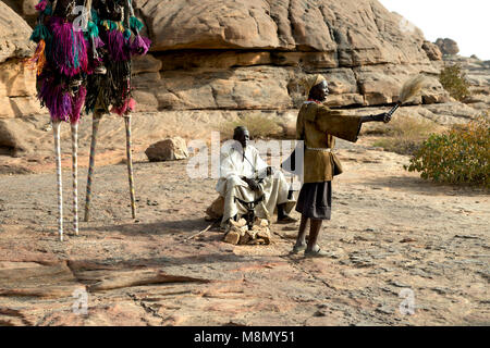 The final act of a traditional, ritual Dogon masked dance ceremony ...