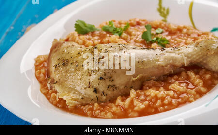 Dominican Locrio De Pollo - Dominican Style Chicken And Rice Stock ...