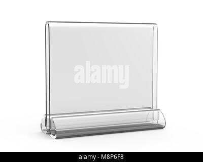 Acrylic stand mockup, 3d render transparent table stand for restaurant ...
