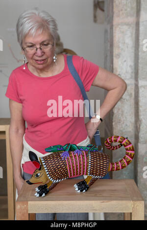 Painted carved wooden animals, Oaxaca City, Oaxaca, Mexico Stock Photo ...