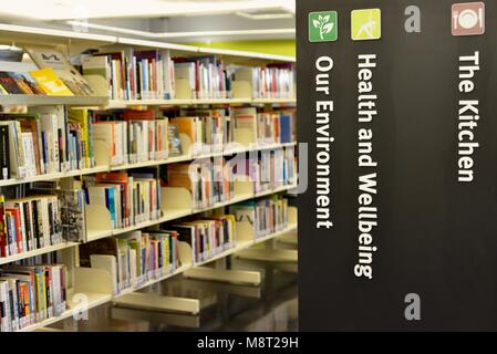 The kitchen health our environment section signs in a library ...