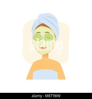 woman with cucumber mask Stock Vector Image & Art - Alamy