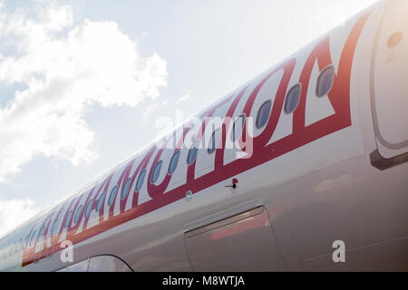 20 March 2018, Germany, Duesseldorf: A stewardess of the airline ...
