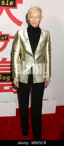 Tilda Swinton attends the "Isle of Dogs" Special Screening on March 20 ...