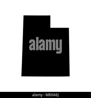 Utah state of United States of America, USA. Simplified thick black ...