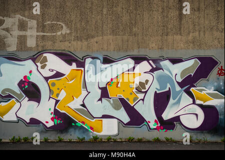 BASEL, SWITZERLAND - JUNE 08, 2017: Impressive art graffiti on the ...