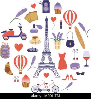 france culture card with set icons vector illustration design Stock ...