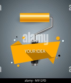 Paint roller icon in flat design. Vector illustration. Wall roller ...