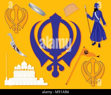 an illustration of the nishan sahib the flag of the sikhs in saffron ...