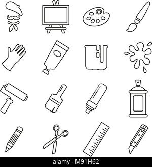 Painter and drawing black icons in set collection for design. Artistic ...
