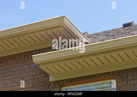 rain siding gutters and soffit on roof facade home Stock Photo - Alamy