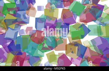 Random colored abstract overlapping cubes or boxes, digital generative ...