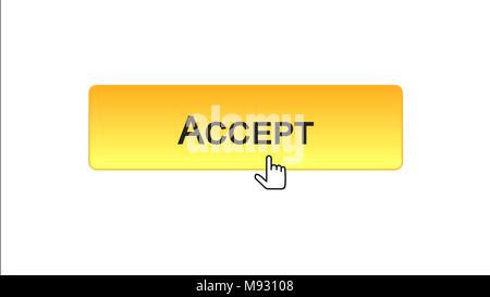 Accept web interface button clicked with mouse cursor, violet color design Stock Photo - Alamy