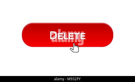 Delete web interface button clicked with mouse cursor, green color, recycling Stock Photo - Alamy