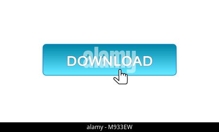 Download web interface button clicked with mouse cursor, violet color ...