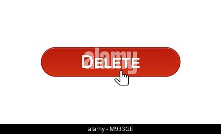 Delete web interface button clicked with mouse cursor, red color, recycling Stock Photo - Alamy