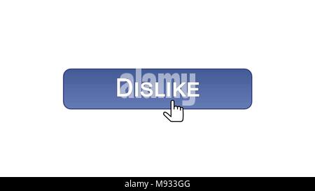 Dislike web interface button clicked with mouse cursor, wine red color, online Stock Photo - Alamy