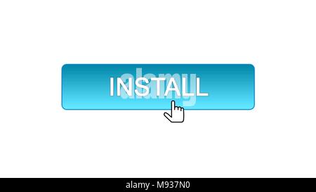 Install web interface button clicked with mouse cursor violet color, application, stock footage ...