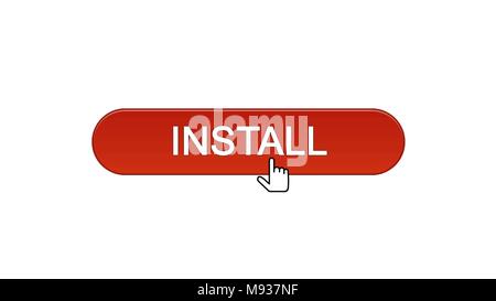 Install web interface button clicked with mouse cursor, green color, application, stock footage ...