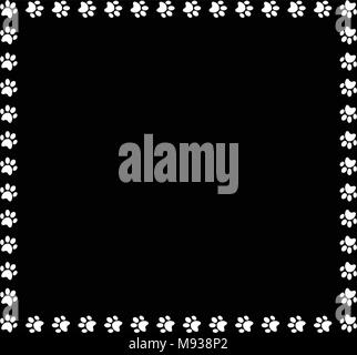 Square frame made of black animal paw prints on transparent background ...