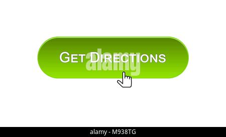Get directions web interface button green color, travel application, site design, stock footage ...