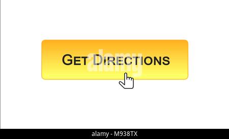 Get directions web interface button clicked with mouse cursor, red ...
