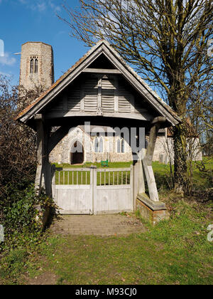 The medieval flint walled and thatch roofed church at Edingthorpe ...