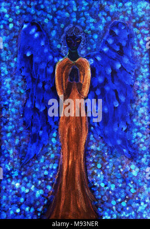 Angel wings art illustration orange abstract background Stock Photo - Alamy