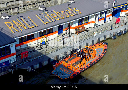 The RNLI Tower Lifeboat Station on the River Thames. It is one of four ...